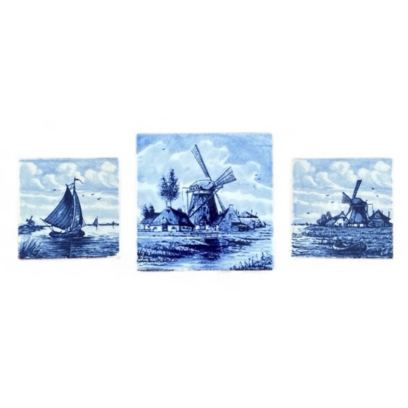 Delft | Art | Delft Blauw Hanging Wall Tiles Set Of 3 | Poshmark